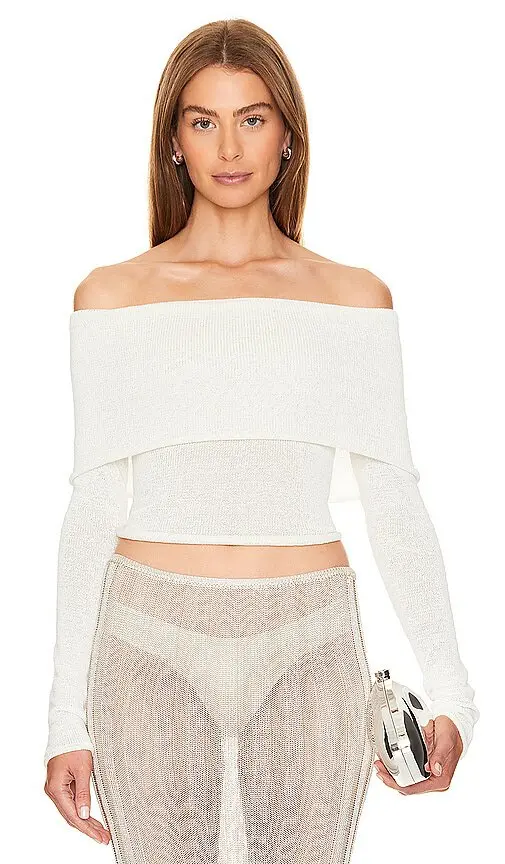 SEROYA Besty Off-shoulder Knit Top - White