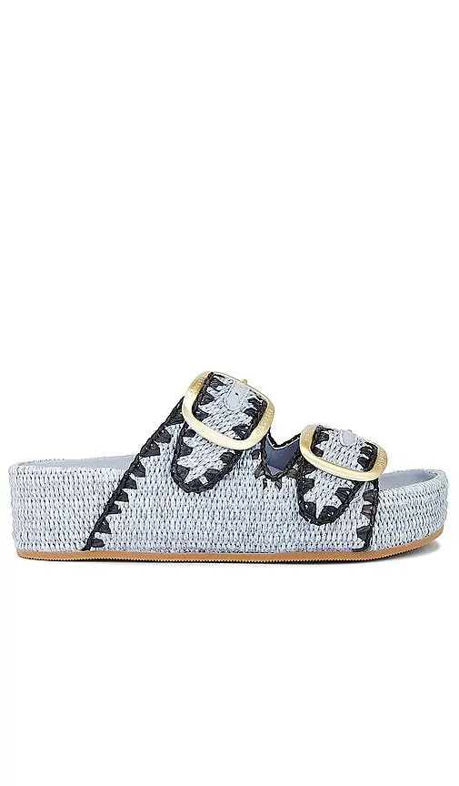 LOEFFLER RANDALL Theo Raffia Platform Sandals - Blue