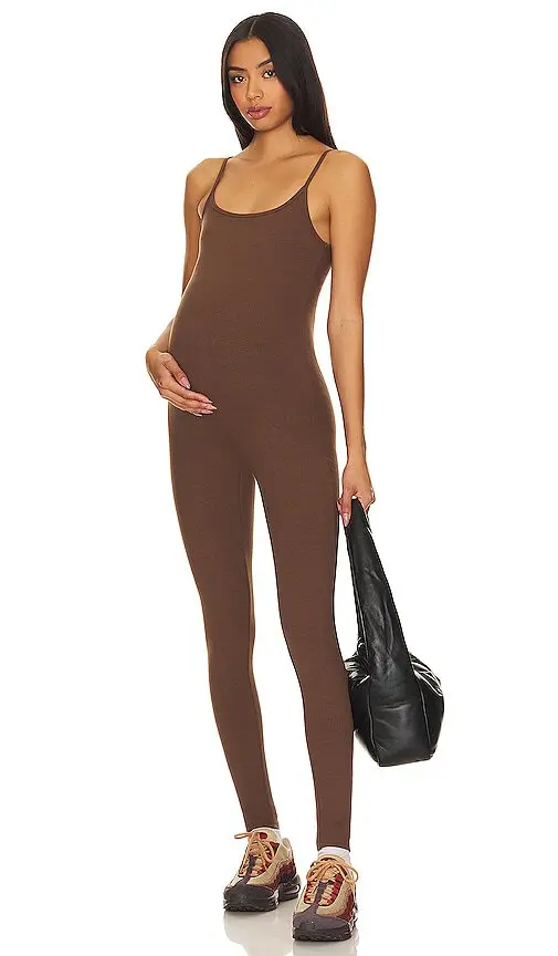 BUMPSUIT Rib Maternity Unitard - Brown
