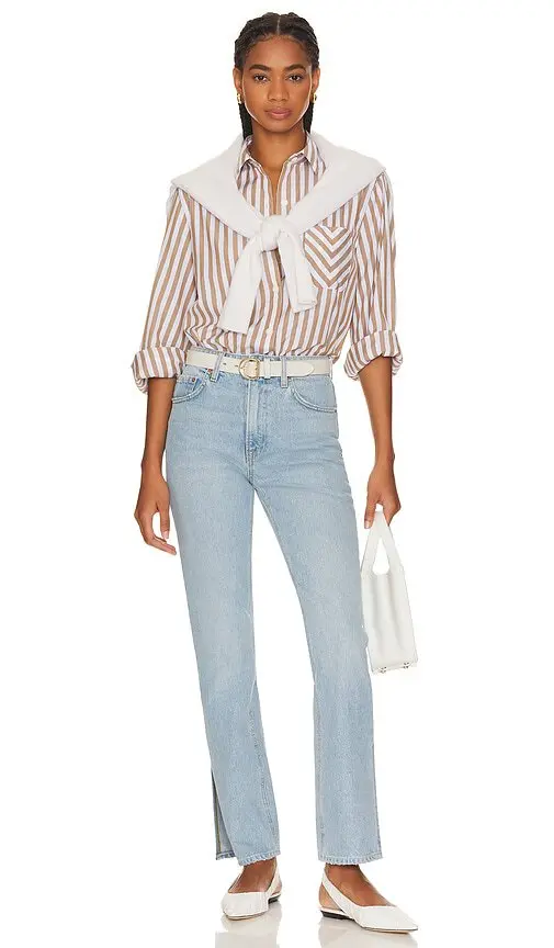 GRLFRND Harlow Petite High Rise Boot With Slit Hem Jeans In . Also - Denim-light