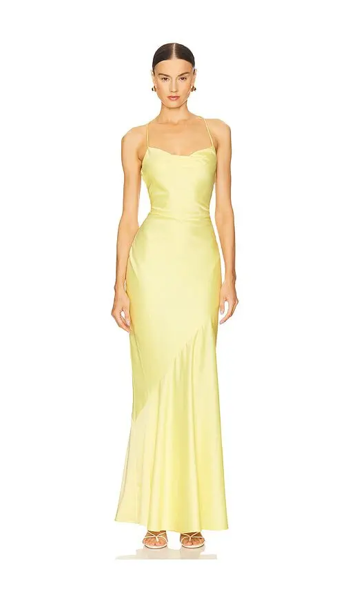 NOOKIE Entice Drape Gown - Lemon