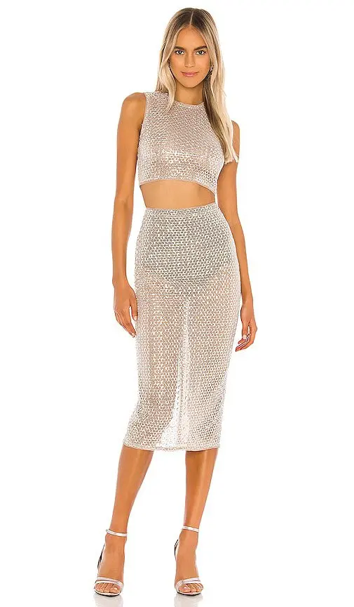 CAMILA COELHO Beatriz Sequin Embellished Midi Skirt