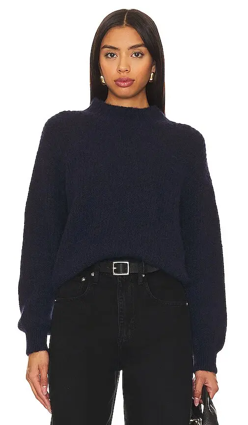 American Vintage East Mock Neck Sweater In . Also - Navy