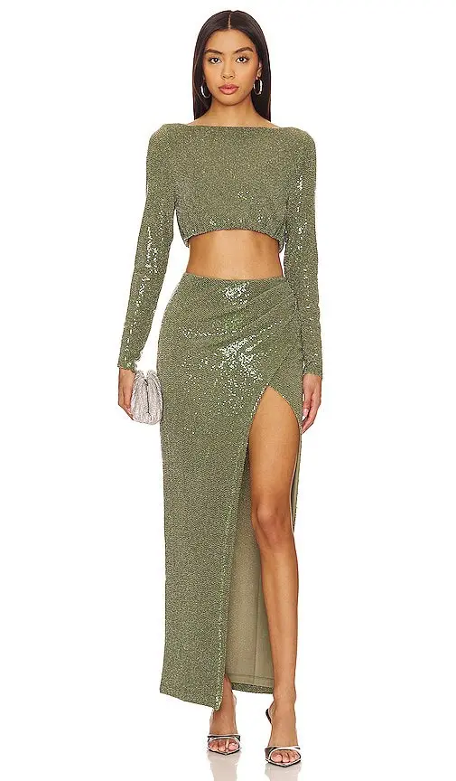 CAMILA COELHO Martin Sequin Maxi Skirt