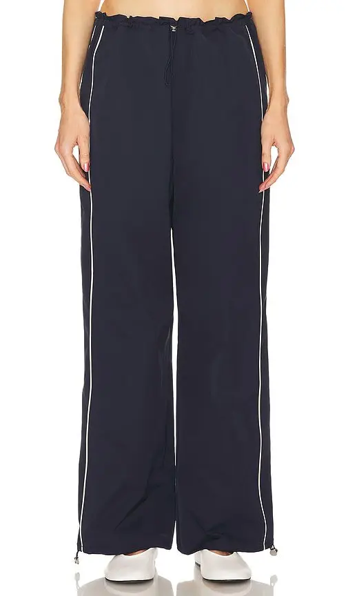 GRLFRND Cinched Waist Wide Leg Pant - Navy