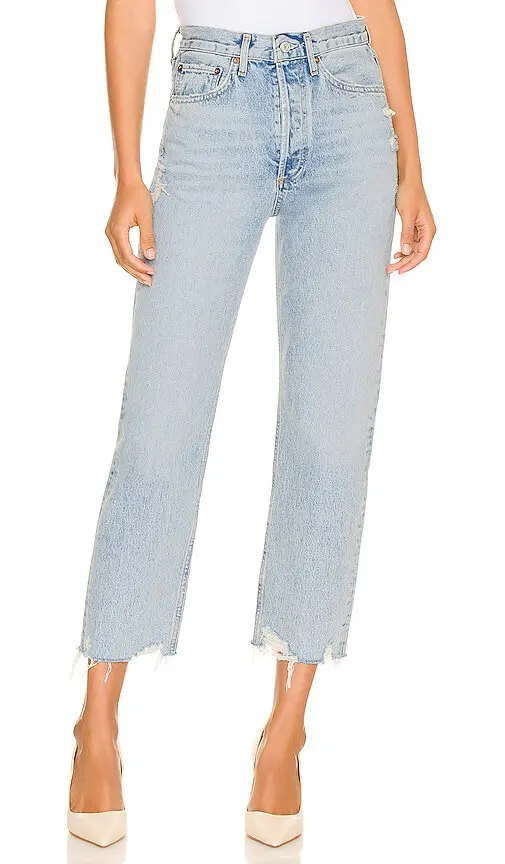 AGOLDE 90s Crop Jeans In Light Wash Denim - Denim-light
