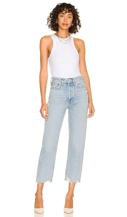 AGOLDE 90s Crop Jeans In Light Wash Denim