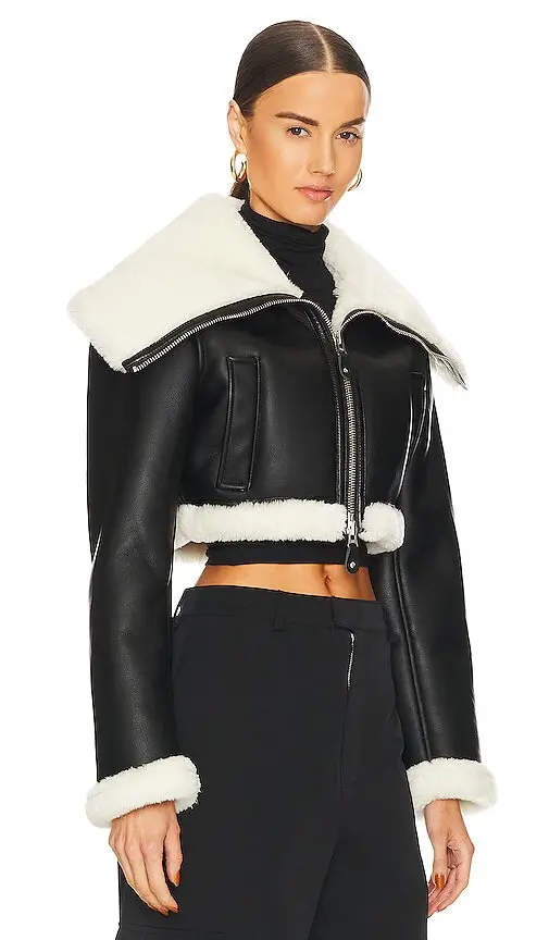 L'academie Cropped Jacket With Faux Fur Trim