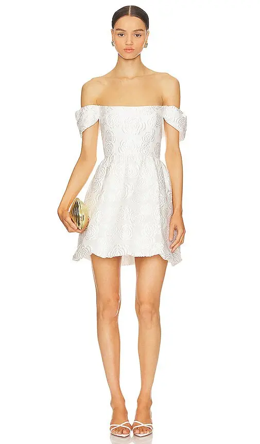 Amanda Uprichard Valentina Jacquard Off-the-shoulder Dress - White