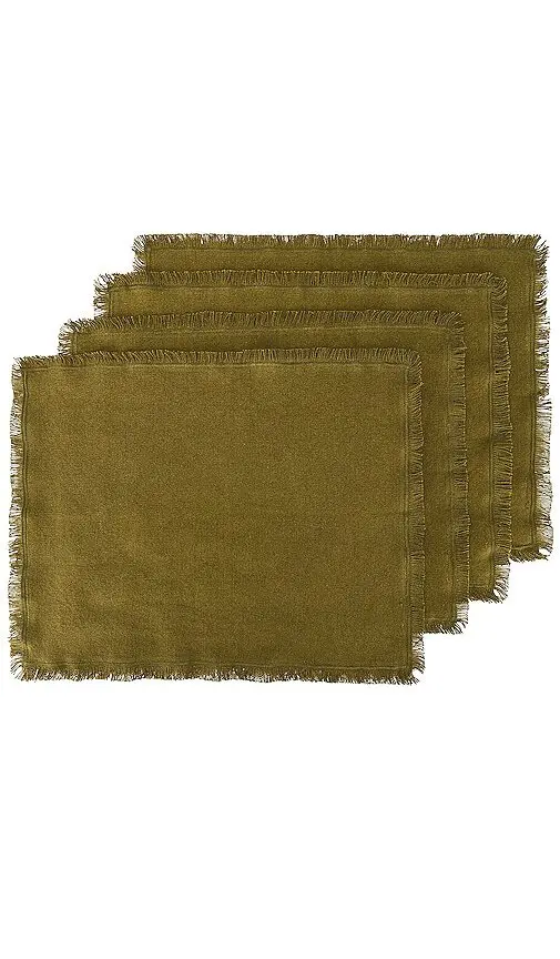 HAWKINS NEW YORK Essential Set Of 4 Cotton Placemats - Olive