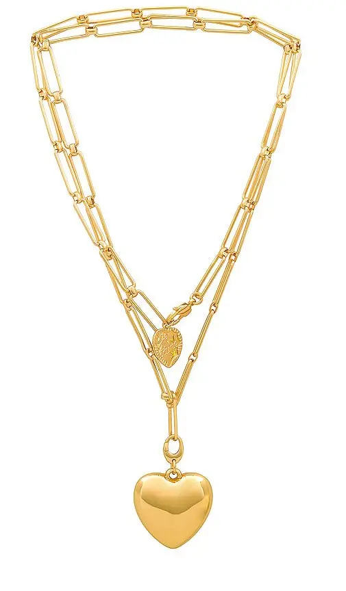 Jenny Bird Gold-tone Puffy Heart Chain Necklace - Metallic Gold