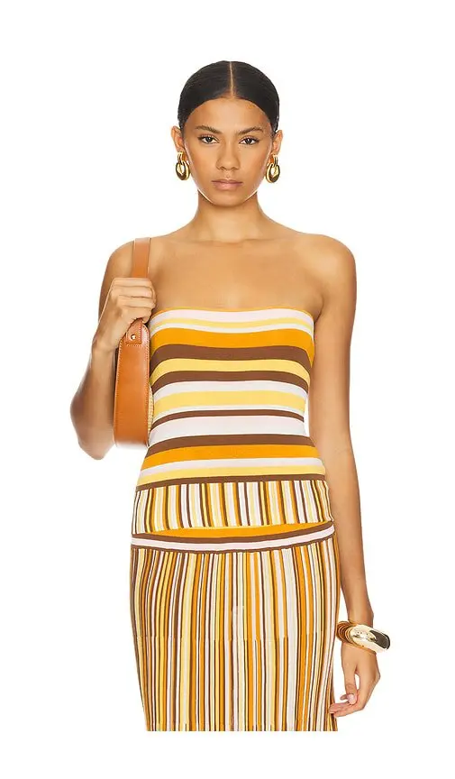 Faithfull The Brand Citara Strapless Striped Top - Brown