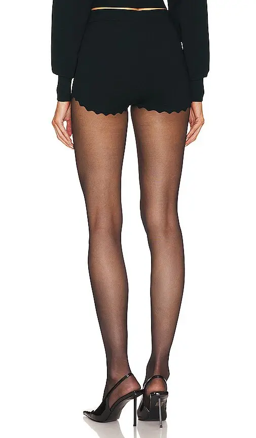 HELSA Elvira Ribbed Knit Shorts With Scalloped Trim