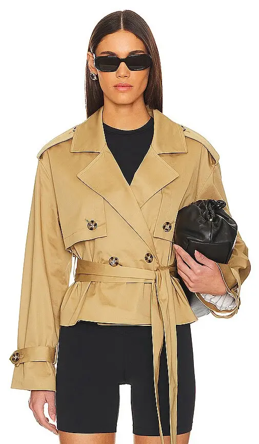 FAVORITE DAUGHTER The Cropped Charles Trench Coat - Tan