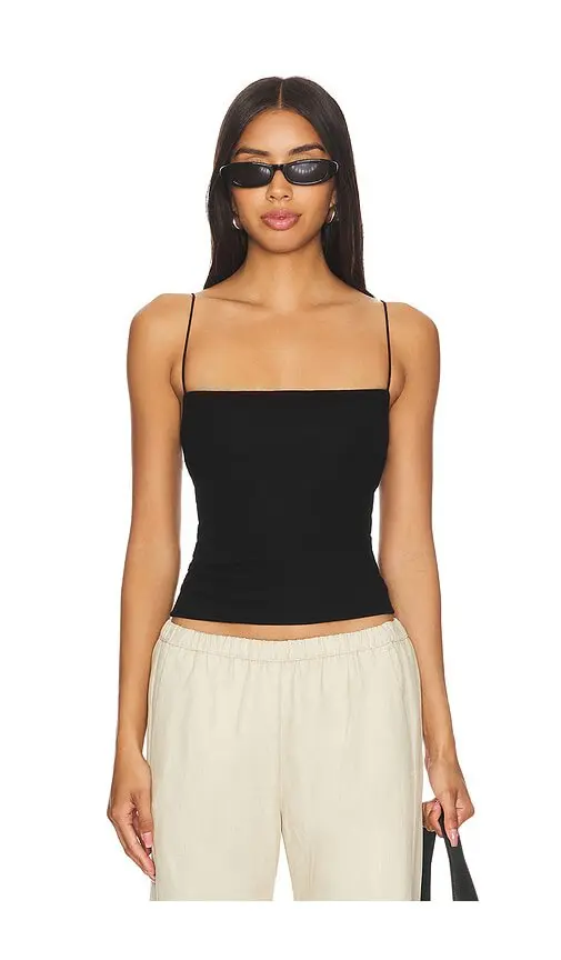 Enza Costa Silk Knit Strappy Essential Tank - Black