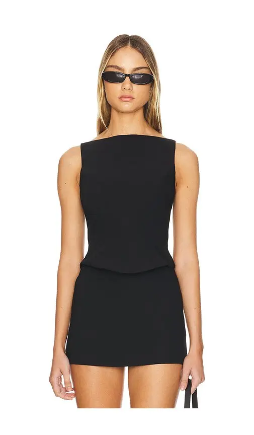 Amanda Uprichard Sleeveless Crepe Top With Back Zipper Closure - Black
