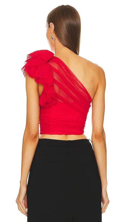 Majorelle One-shoulder Flutter Sleeve Top