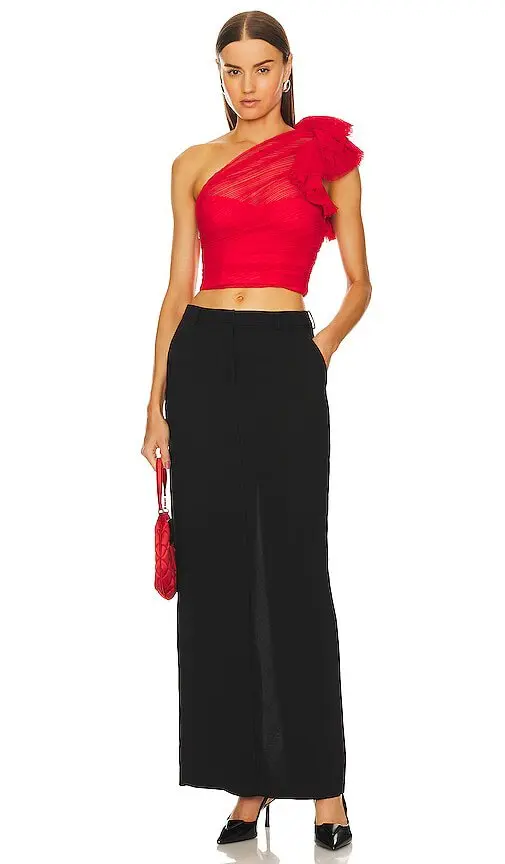Majorelle One-shoulder Flutter Sleeve Top