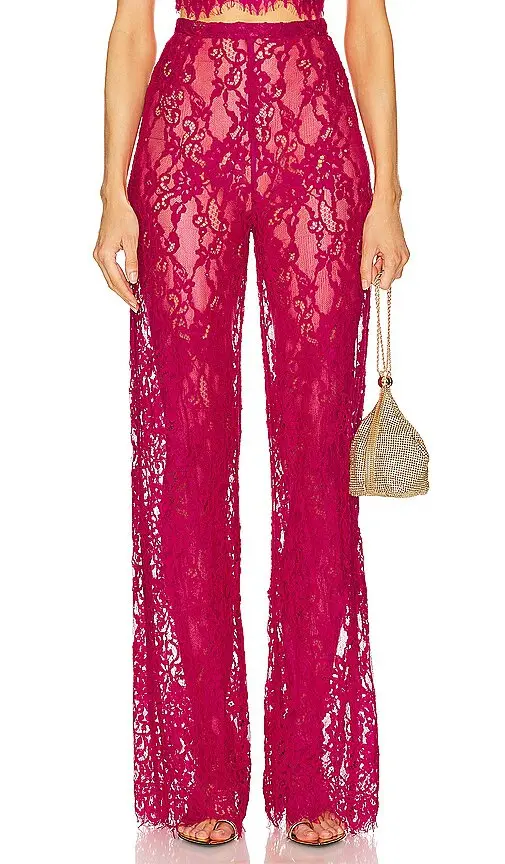 BRONX BANCO Lace Capri Trousers - Fuchsia