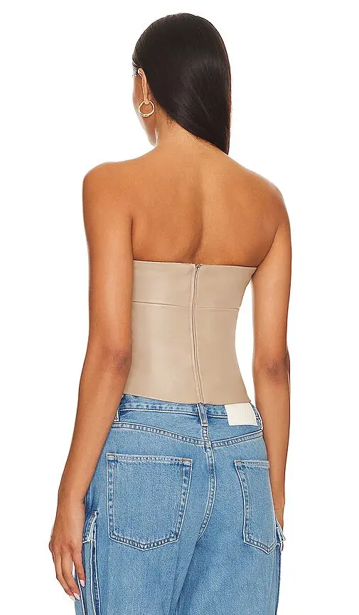 LOVERS AND FRIENDS Strapless Faux Leather Top With Knot Detail And Keyhole Cut-out