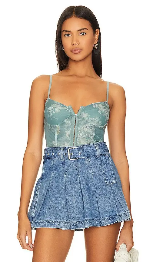 Free People X Intimately Fp Night Rhythm Corset Bodysuit - Denim-medium