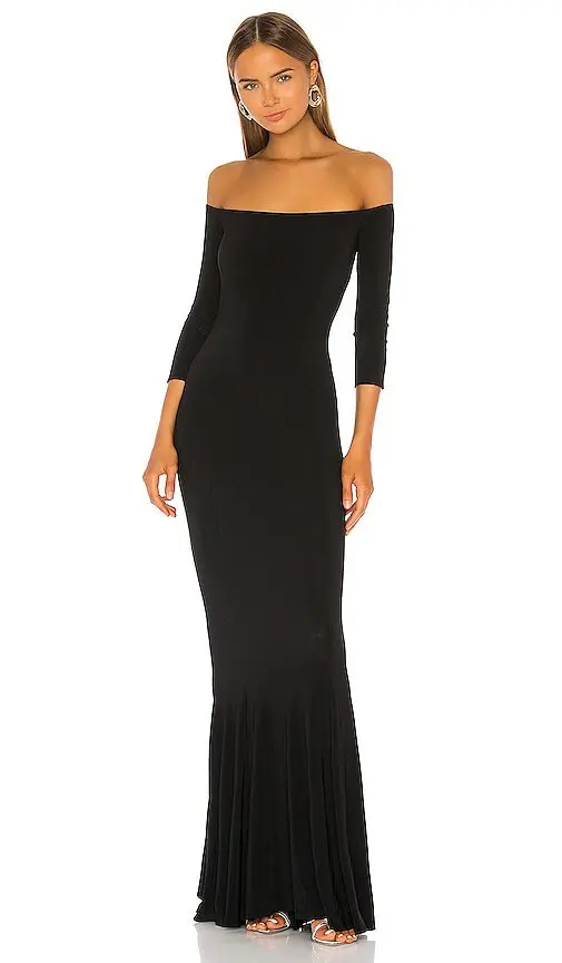 Norma Kamali Off The Shoulder Fishtail Gown - Black