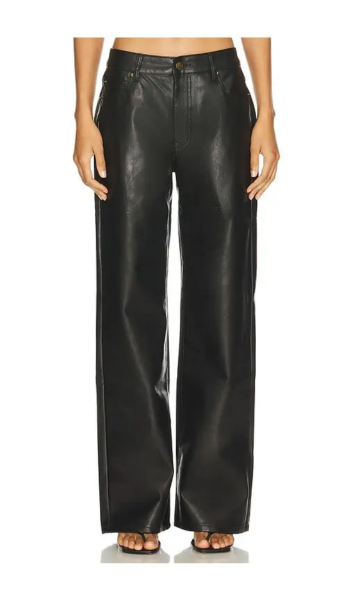 Lioness Faux Leather Wide Leg Trousers - Black