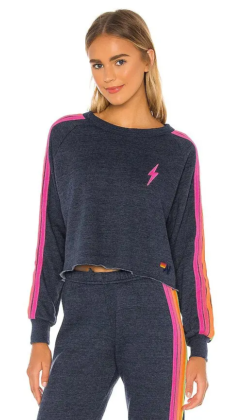 Aviator Nation Bolt Cropped Classic Crewneck