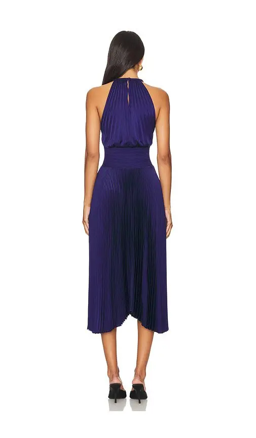 A.L.C. Renzo Ii Pleated Halterneck Midi Dress - Navy