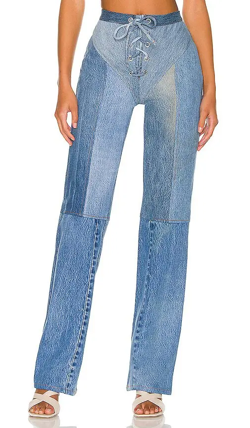 EB DENIM Lace Up Jeans In . Also - Denim-medium