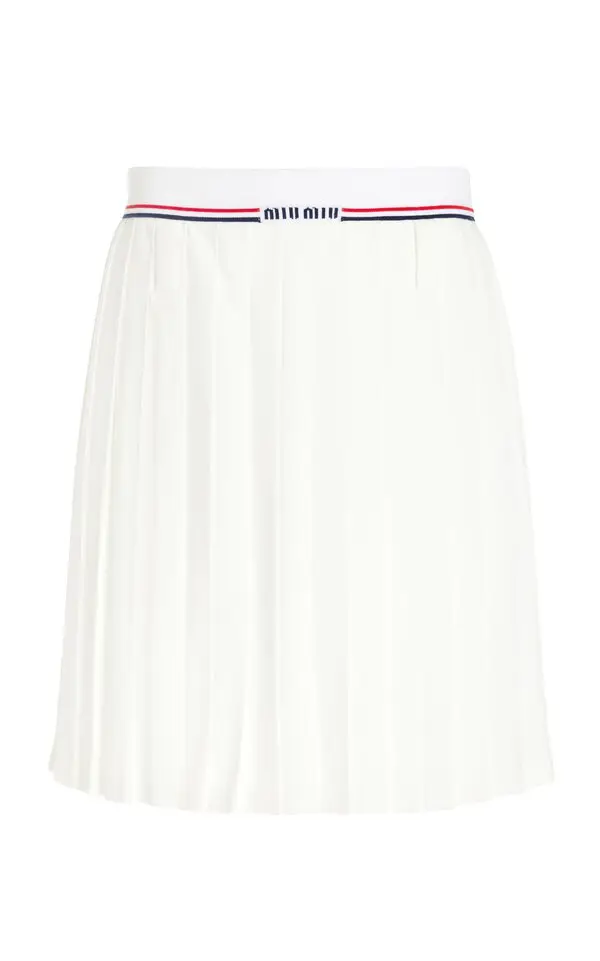 Miu Miu Pleated Sable Midi Skirt - White