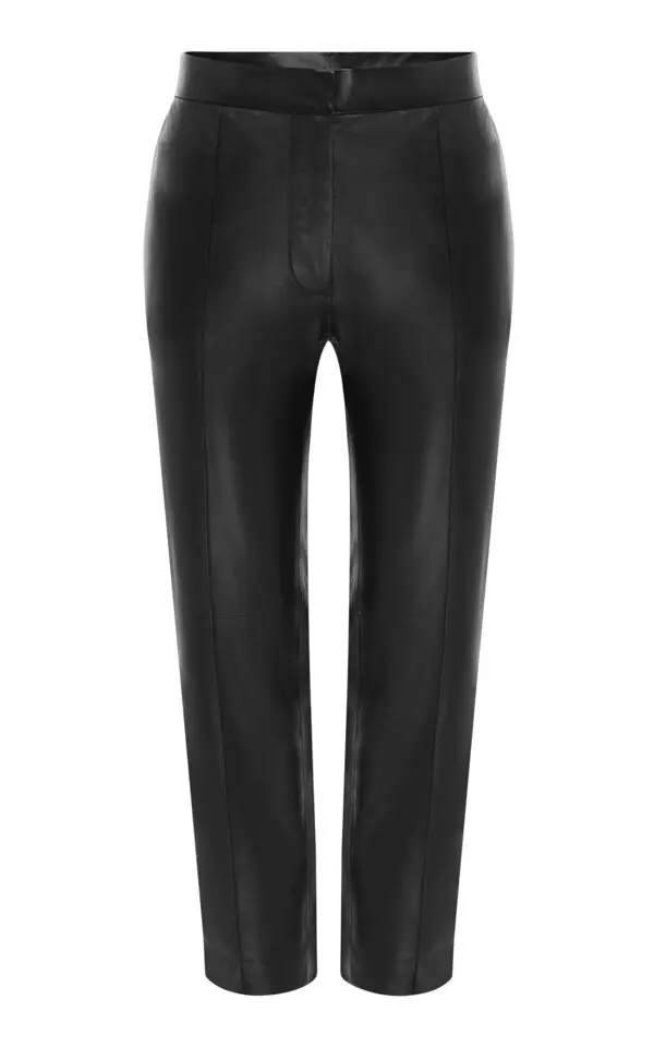 Alex Perry Cropped Leather Straight-leg Pants - Black