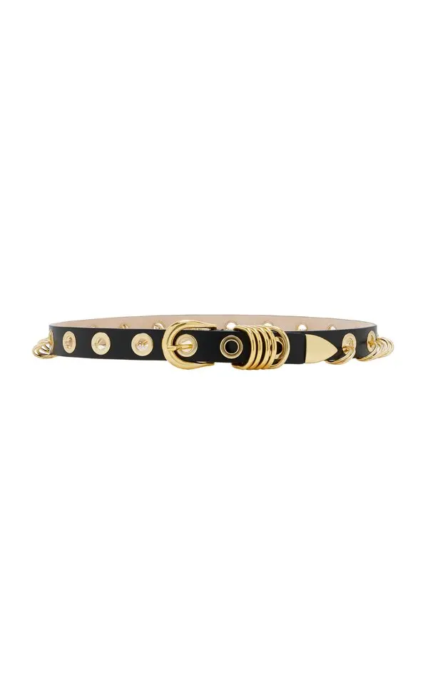 DEHANCHE Revenge' Leather Belt With Gold Tone Hardware - Black