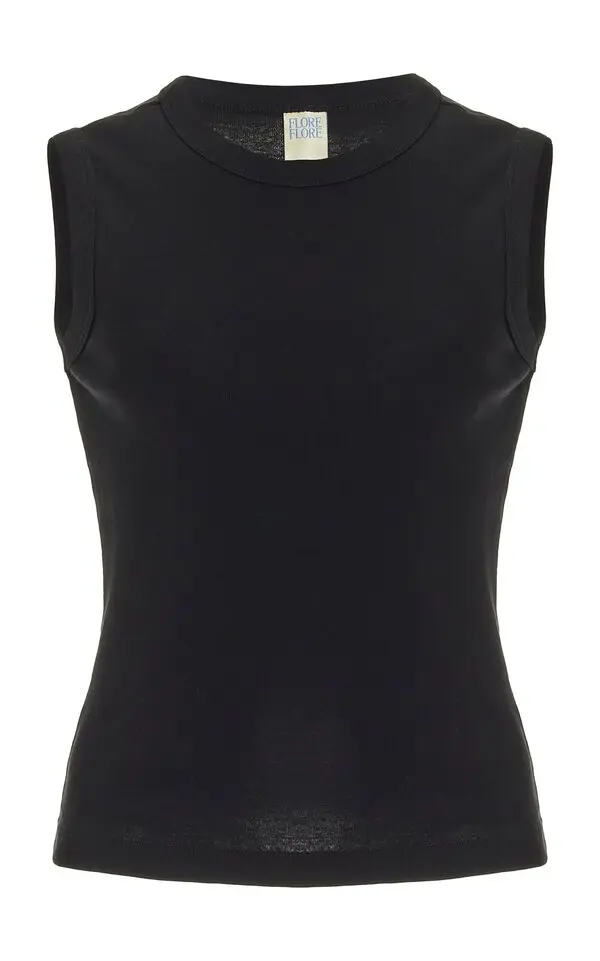 FLORE FLORE Esme Cotton Tank Top - Black