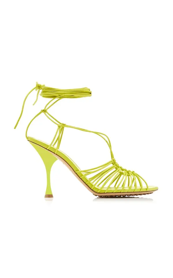 Bottega Veneta Dot Lace-up Leather Sandals - Green