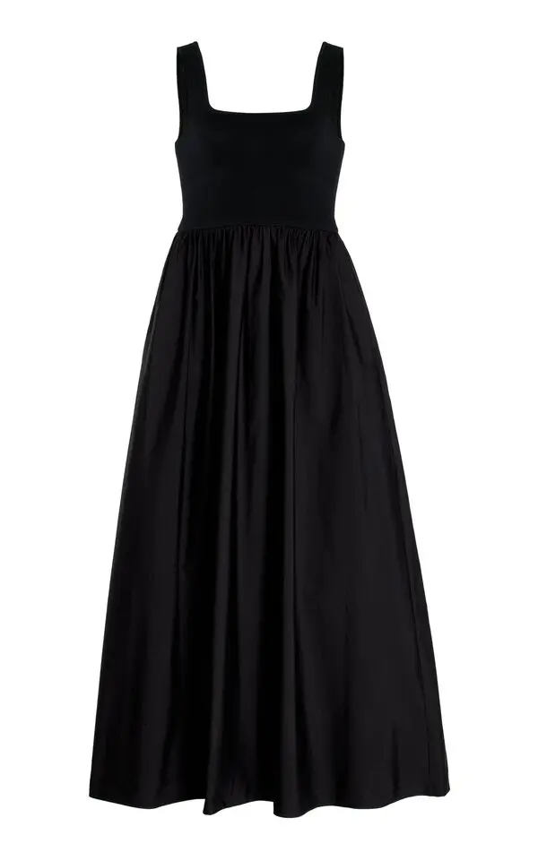 Matteau Ribbed-knit And Cotton Maxi Dress - Black