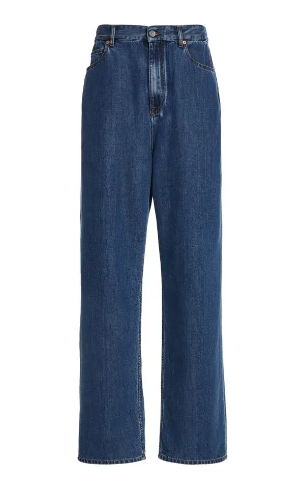 Valentino Garavani Stretch Low-rise Wide-leg Jeans - Medium Wash