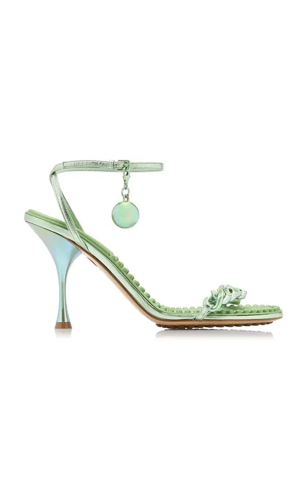 Bottega Veneta Dot Lounge Metallized Sandals - Green