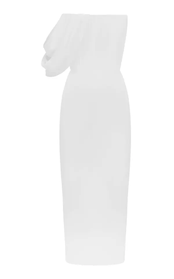 Alex Perry Draped Corset Midi Dress - White