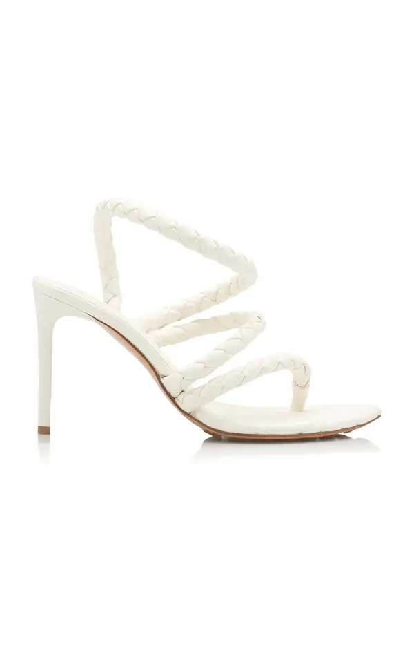 Bottega Veneta Leaf Braided Leather Sandals - White