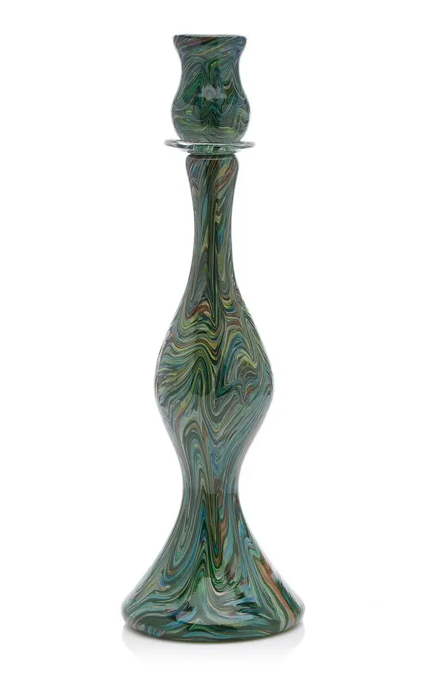 MODA DOMUS Calcedonio Glass Candlestick - Green