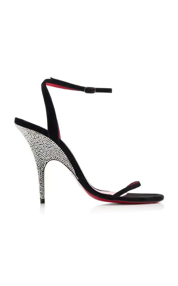 CHRISTIAN LOUBOUTIN Arch Queen Embellished Suede Sandals - Black