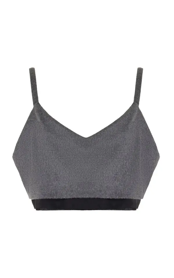 Miu Miu Layered Wool-cashmere Crop Top - Grey