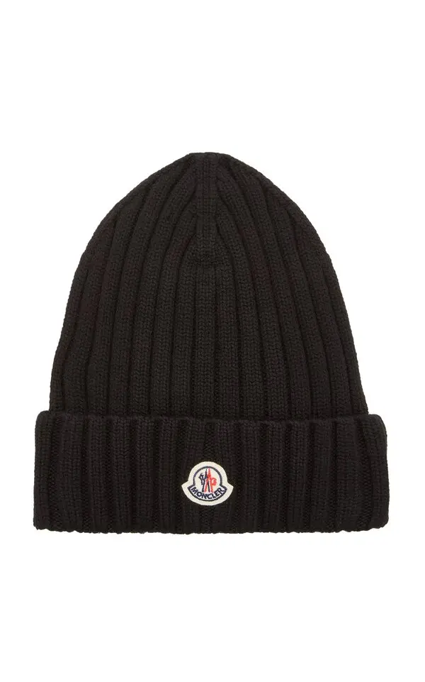 Moncler Ribbed-knit Wool Beanie - Black