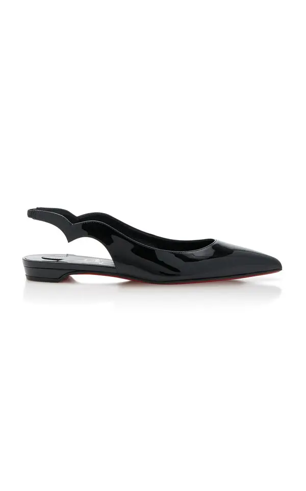 CHRISTIAN LOUBOUTIN Hot Chick Patent Leather Slingback Flats - Black