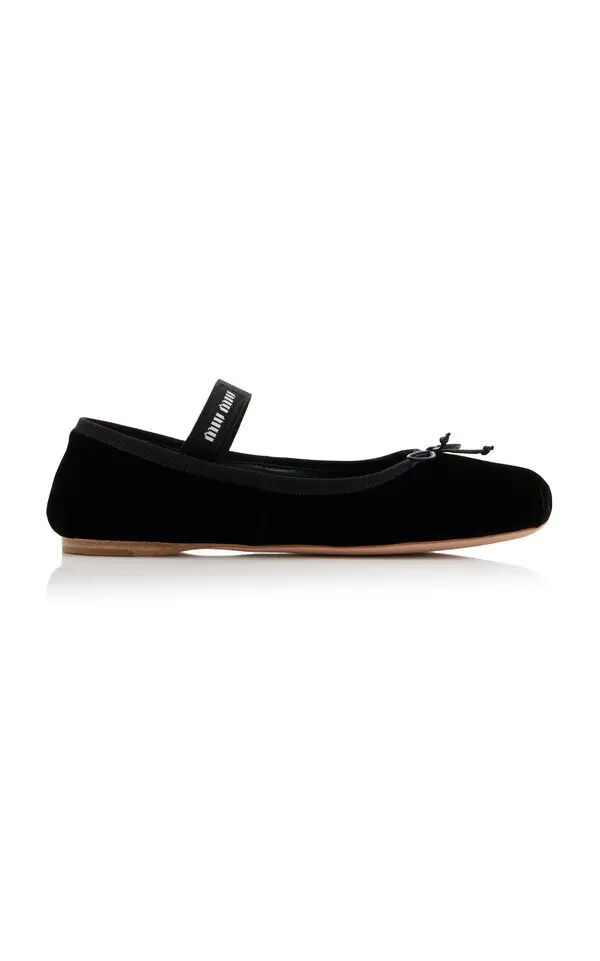 Miu Miu Velvet Ballerina Flats - Black