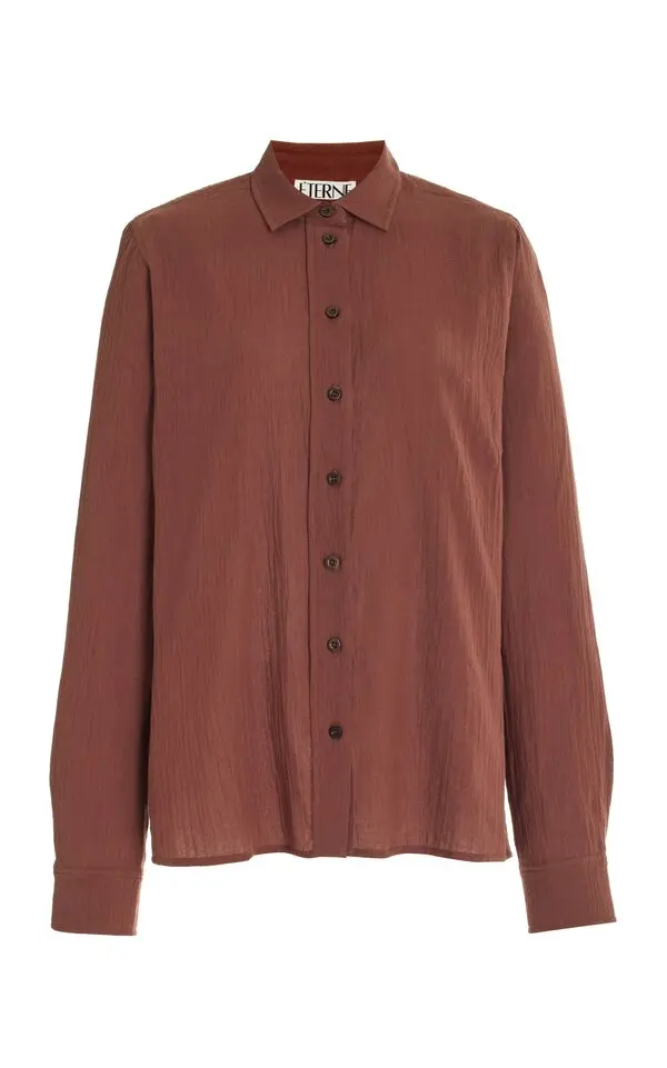 Eterne Jolene Cotton Button-down Shirt - Brown