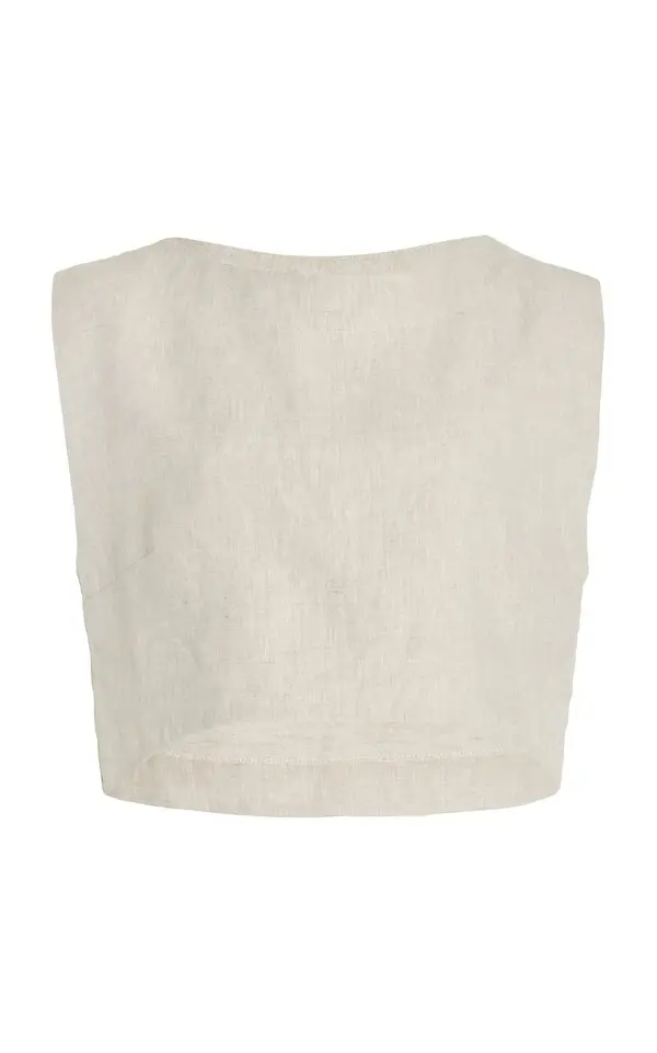 Posse Martina Linen Crop Top - Neutral