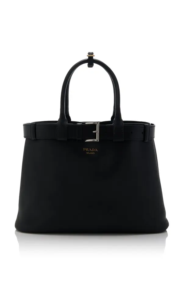 Prada Belted Leather Tote Bag - Black