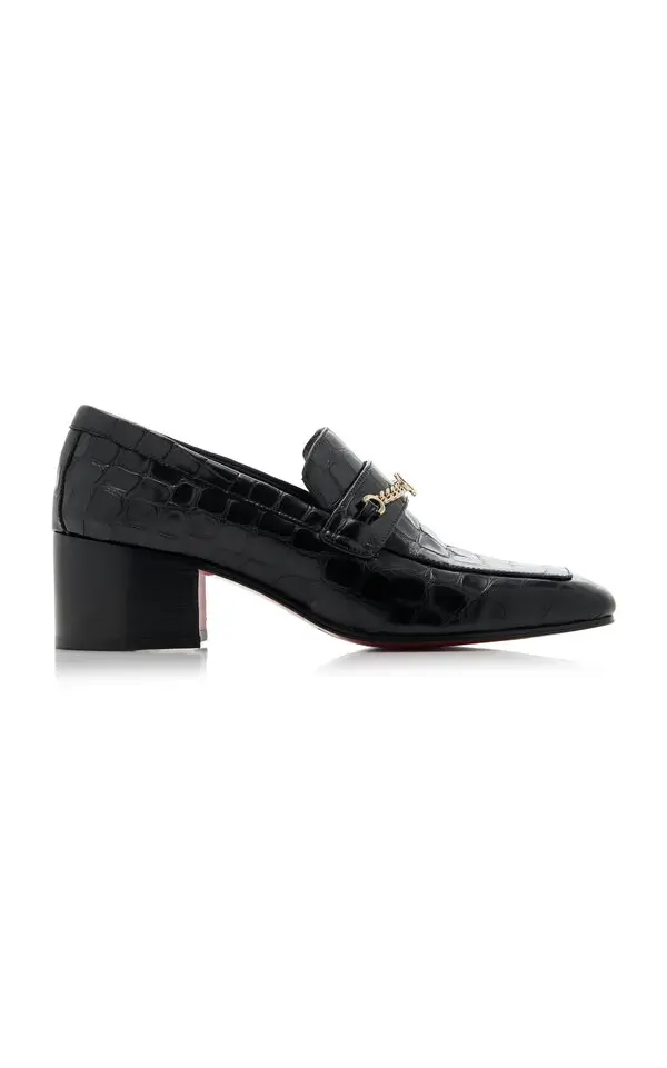 CHRISTIAN LOUBOUTIN Mj Moc 50mm Croc-embossed Leather Loafers